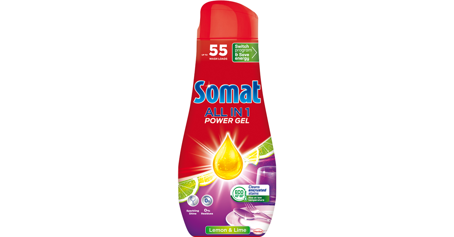Somat All in 1 Power Gel Lemon mosogatógél 55 mosogatáshoz (990 ml) - 4 ...